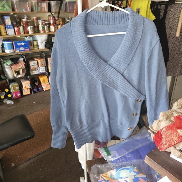 Sweaters | Womens Blue Sweater With Button Detail | Poshmark